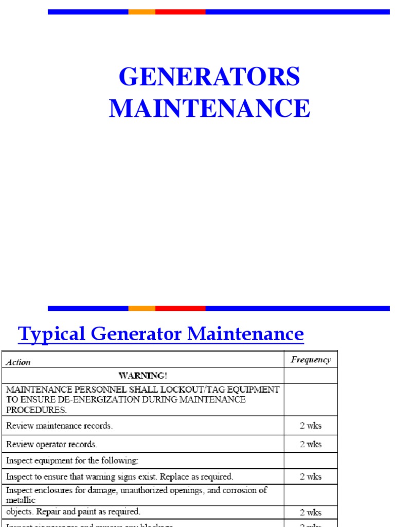 2 - Generator Maintenance | PDF | Electric Generator | Electrical ...
