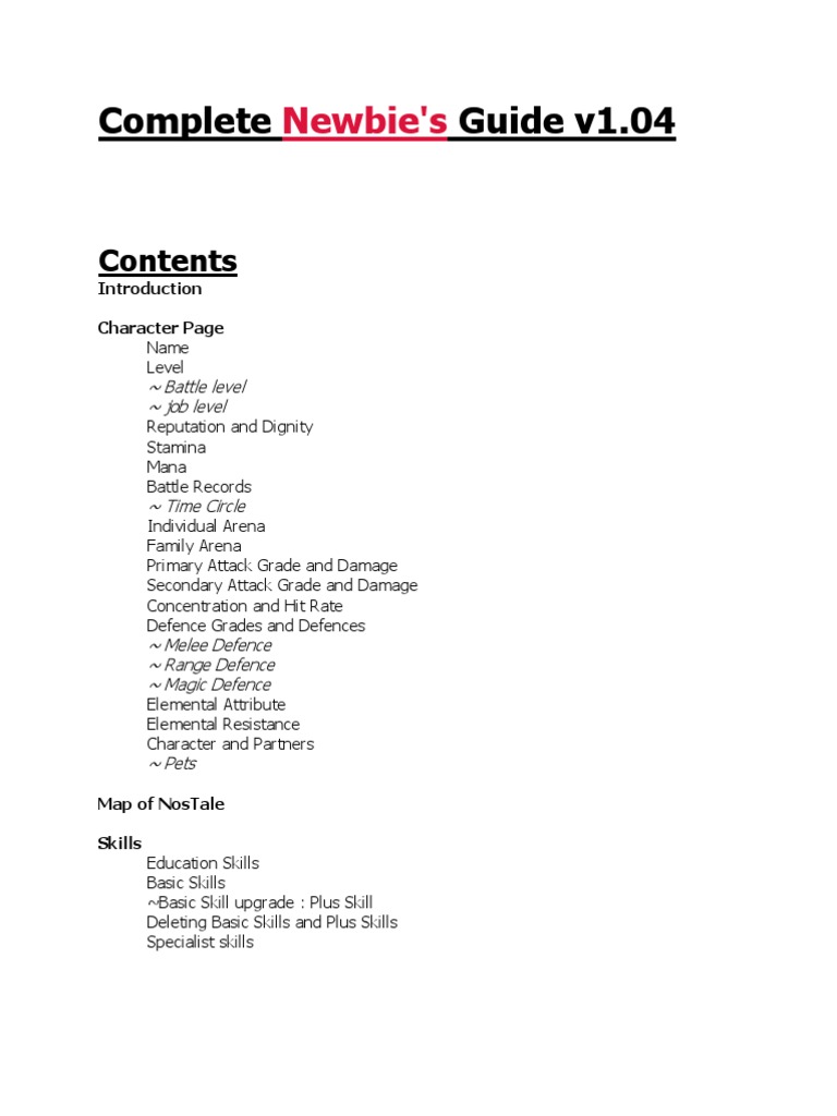 Complete Newbies Guide v1.04 | PDF | Military | Swordsmanship