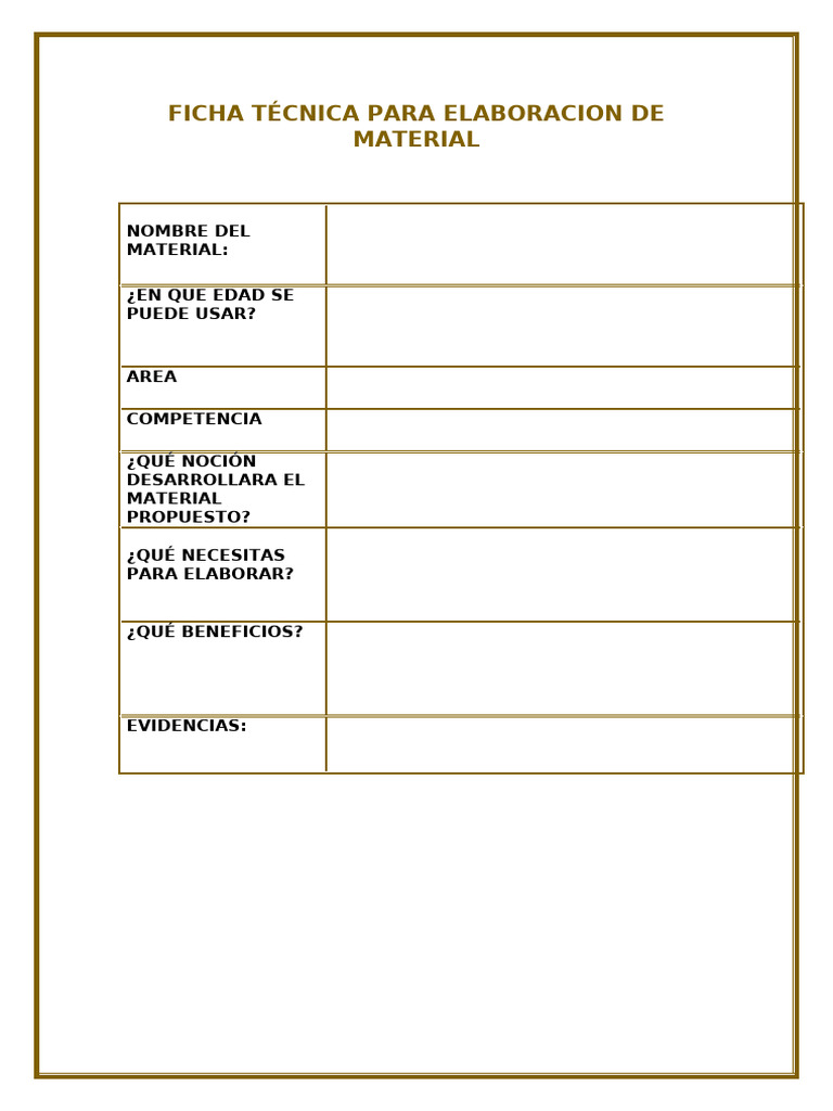 Ficha de Elaboracion de Material | PDF