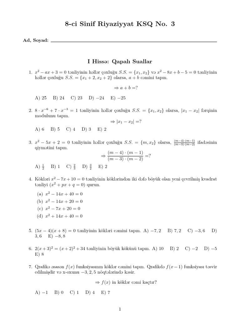 KSQ 3 Kvadrat Tenlik | PDF