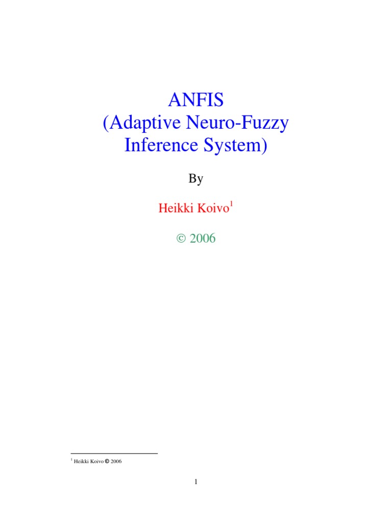 Adaptive Neuro-Fuzzy Inference System | PDF