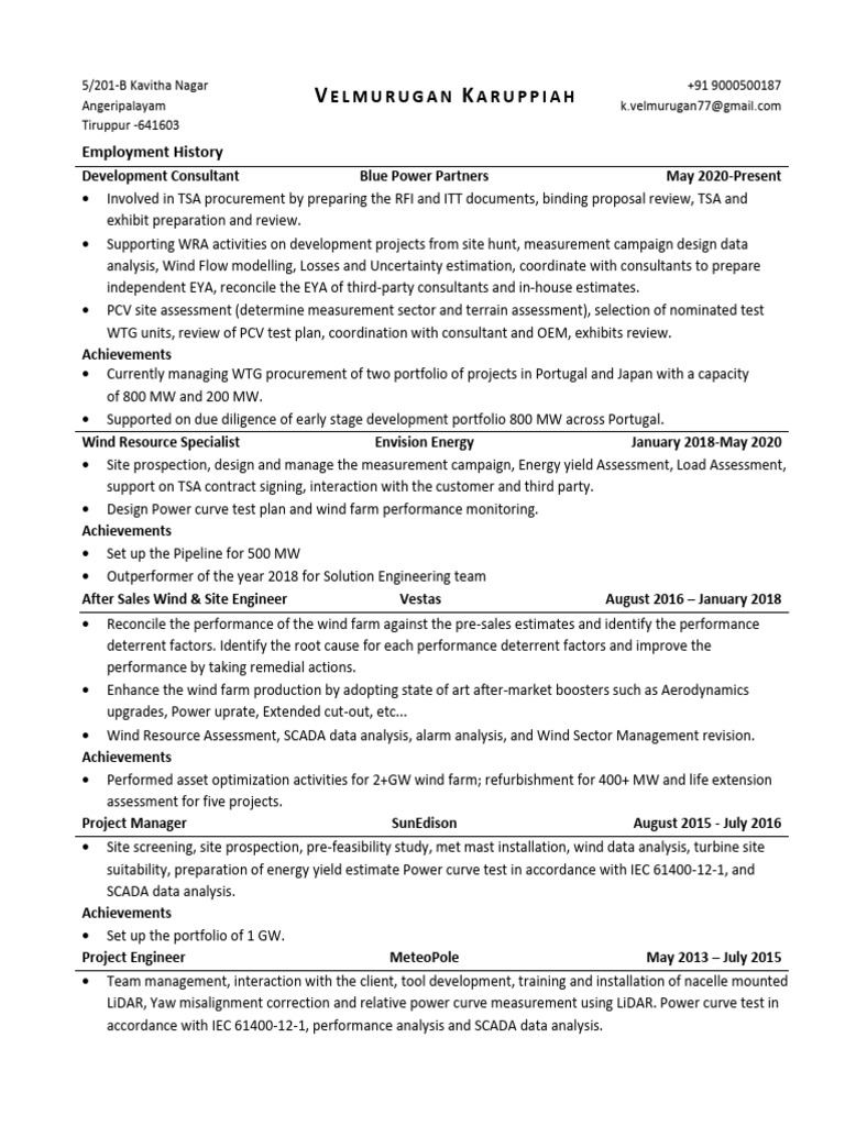 Velmurugan CV | PDF | Wind Farm | Lidar