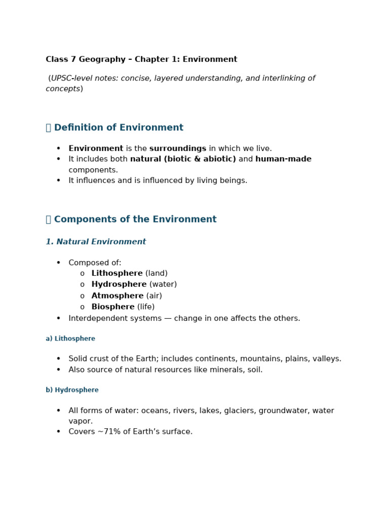 Class 7 Geography: Environment Overview | PDF | Rock (Geology ...