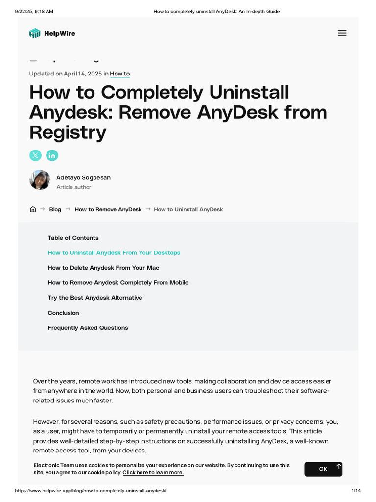 Uninstall AnyDesk: Complete Guide | PDF | Windows Registry | Mobile App