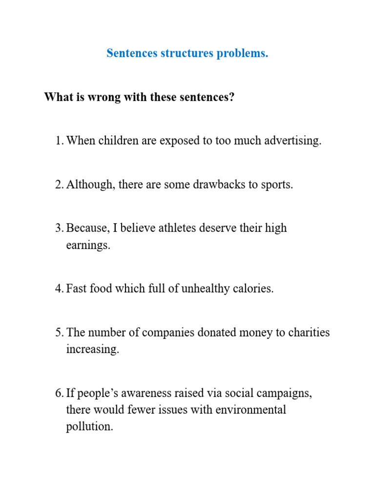 Sentences Structures Problems + Keys. 1 | PDF | Linguistics | Syntax