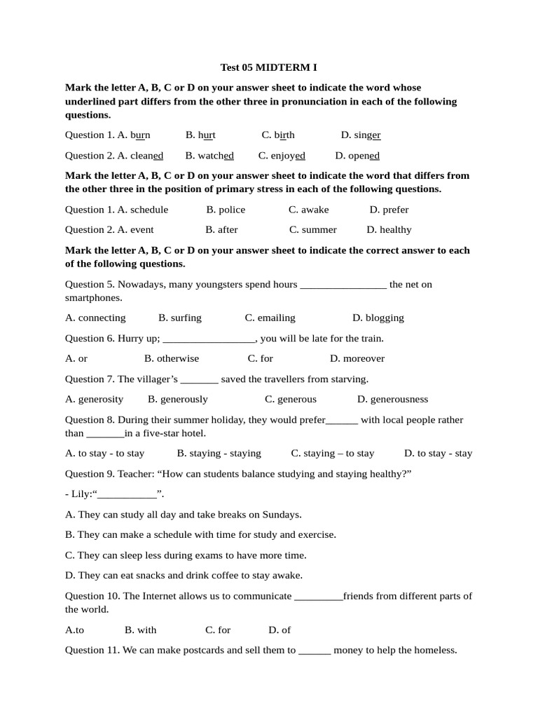 Midterm Exam: English Language Skills | PDF | Candy | Sweden