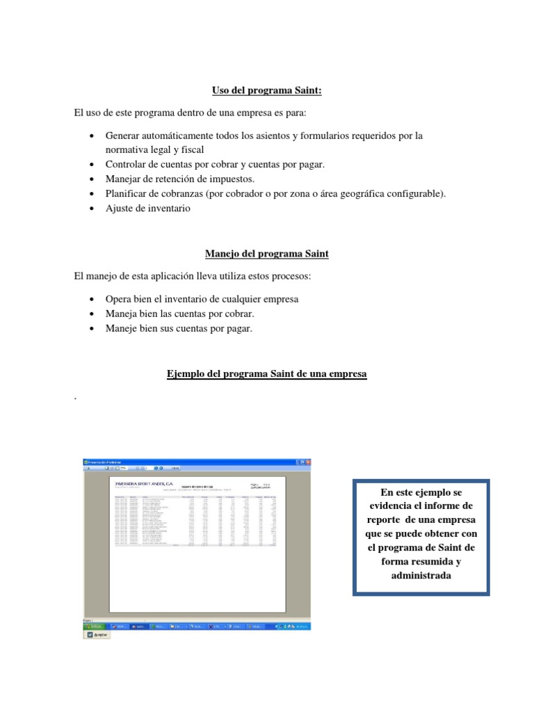 Uso y Manejo del Sistema Saint | PDF