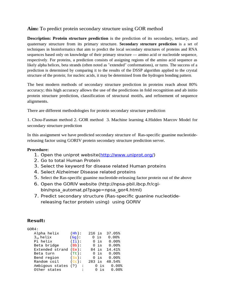 Bioinfopractical Gor Method | PDF | Nucleic Acid Sequence | Protein ...