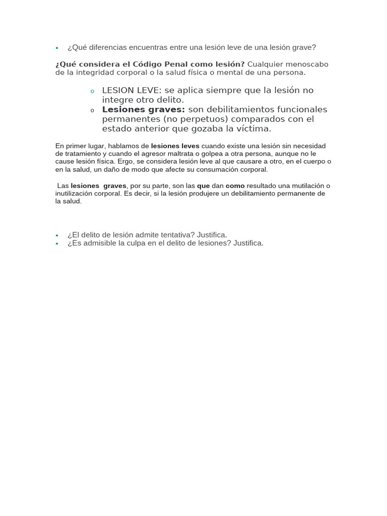 Diferencias entre lesiones leves y graves | PDF