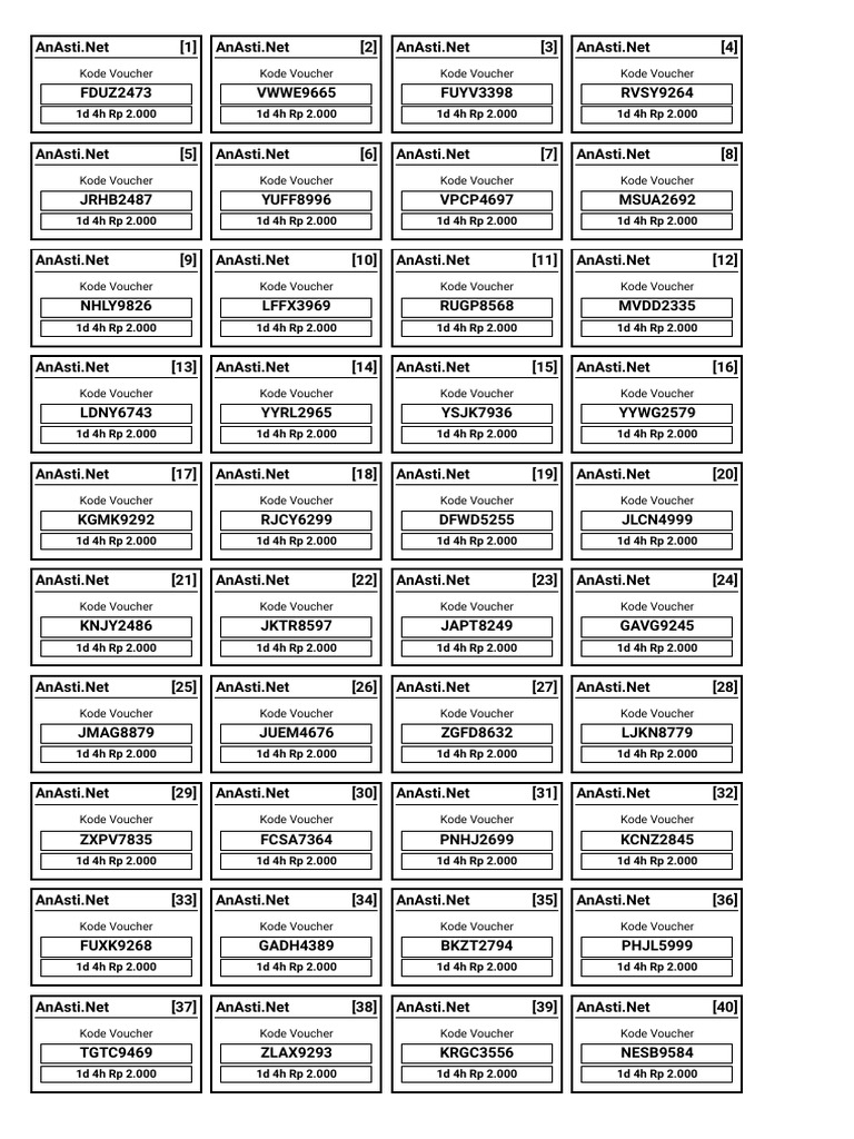 Voucher AnAsti.net 2Ribu 4Jam Vc 757 10.07.25 | PDF