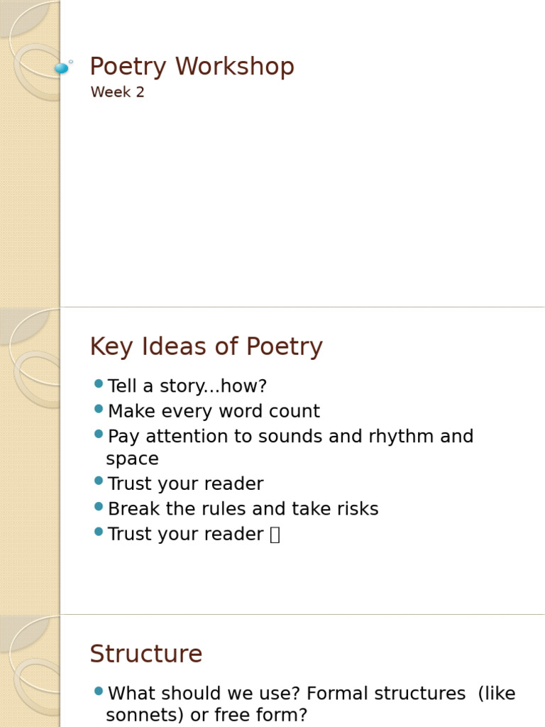 Key Poetry Workshop Insights and Tips | PDF