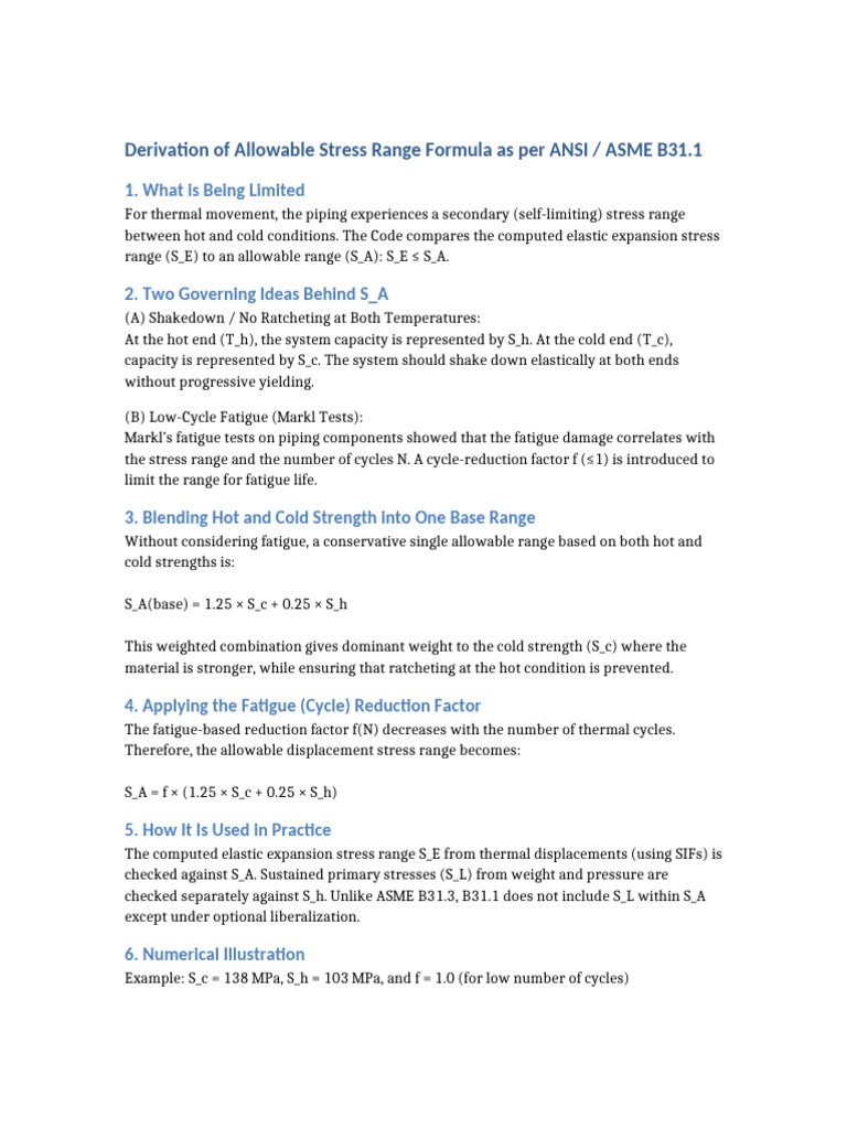 Allowable Stress Range Formula B31.1 | PDF
