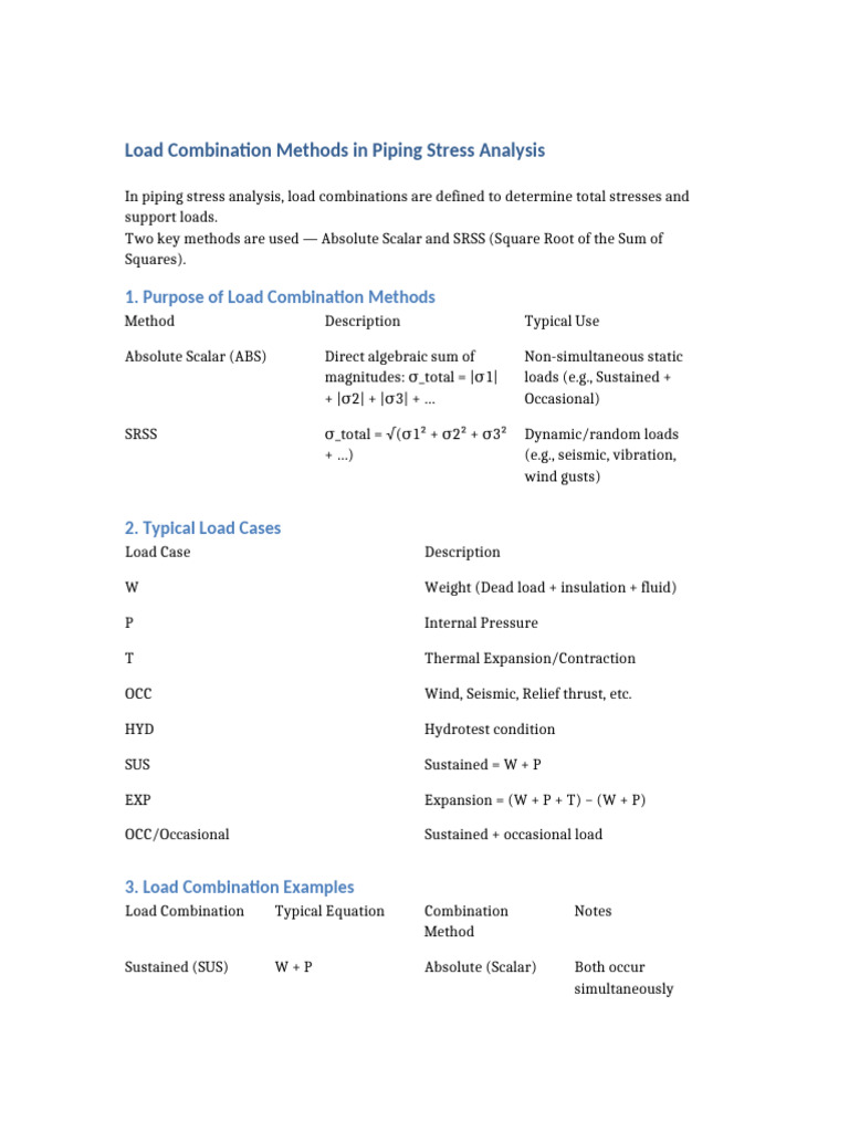 Piping Stress Load Combination Methods | PDF | Stress (Mechanics ...