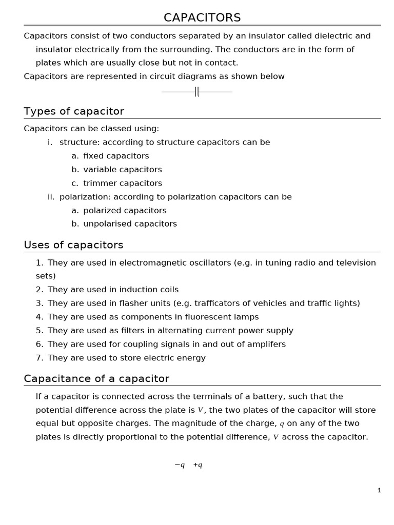 Capacitors | PDF | Capacitor | Capacitance
