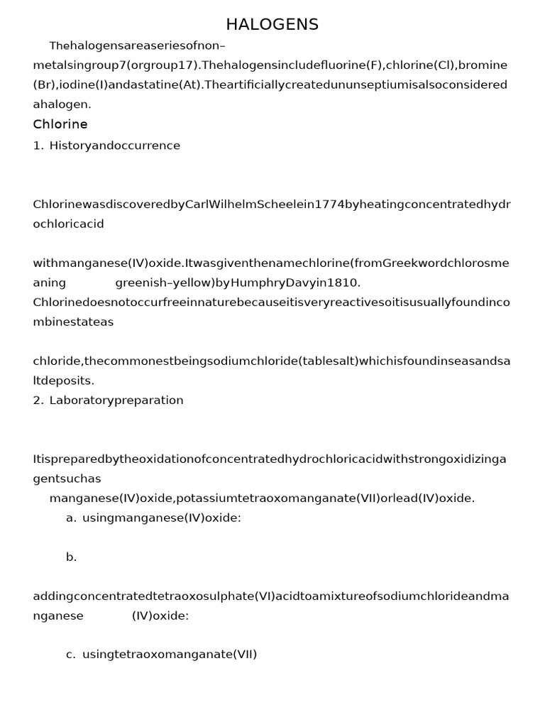 Halogens | PDF | Chlorine | Sodium Chloride