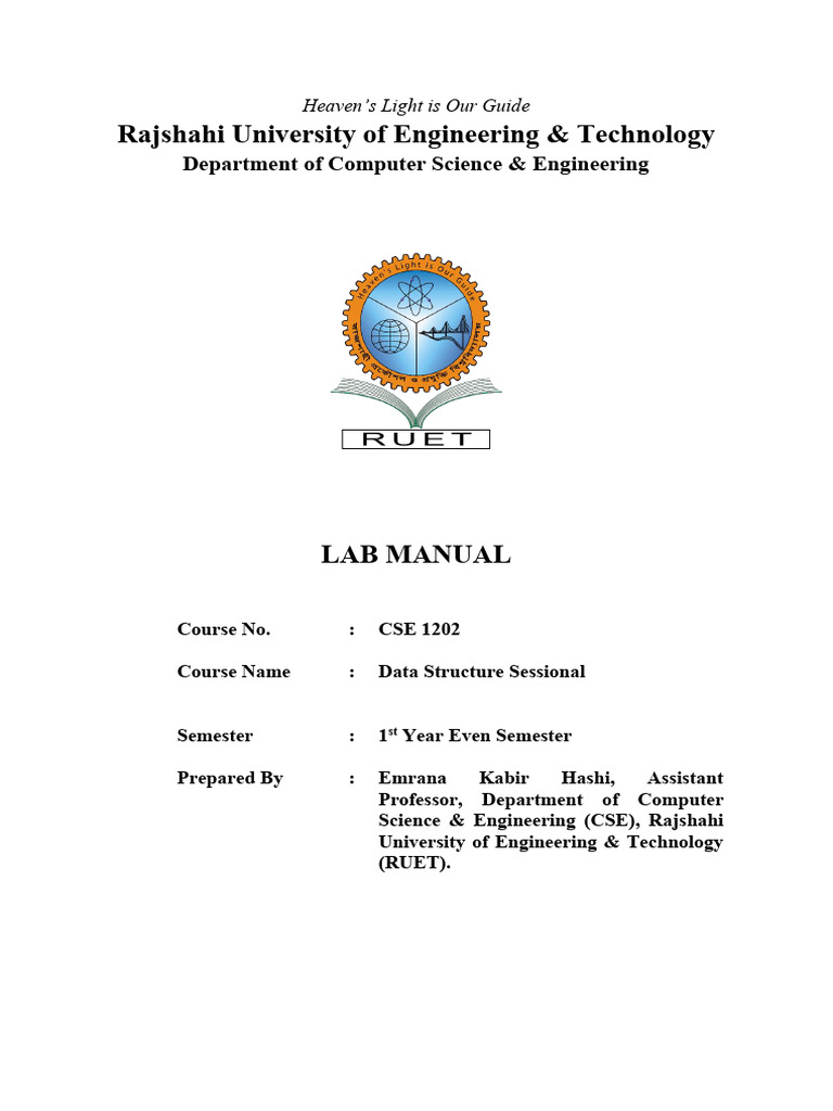 Ekh Lab Manual Cse1202 | PDF | Queue (Abstract Data Type) | Computer Program