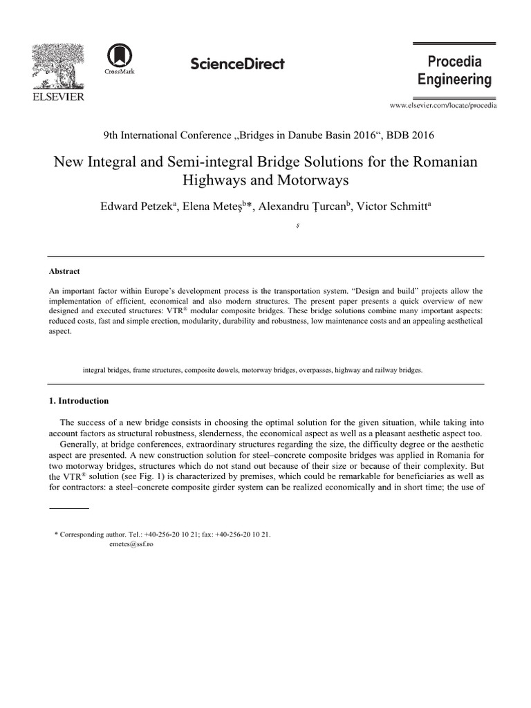 New Integral and Semi Integral Bridge Solutions For The R 2016 Procedia ...