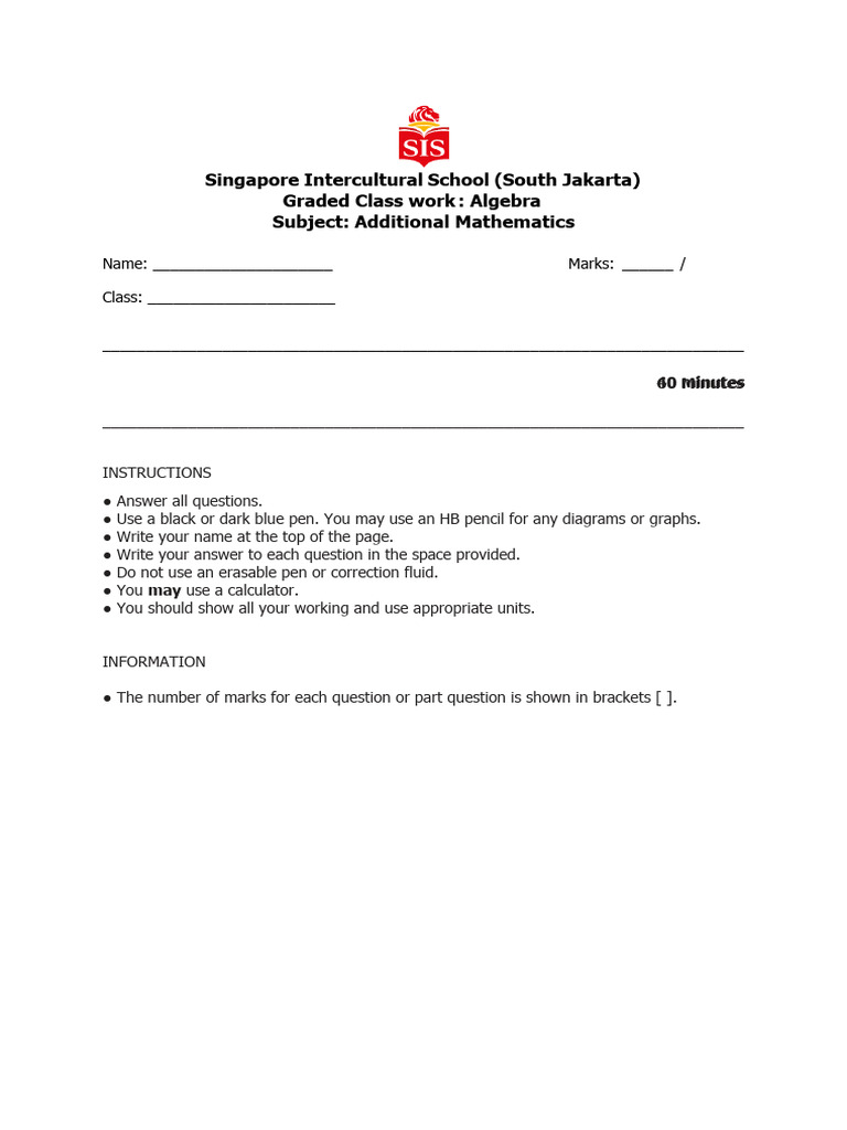 Algebra Graded Classwork Instructions | PDF