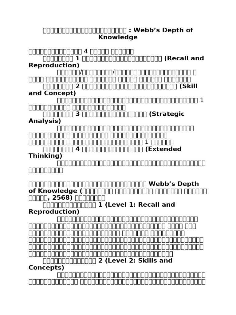 Webb's Depth of Knowledge (DOK) | PDF