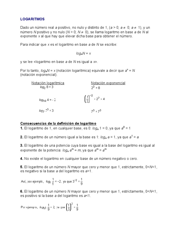 Logaritmos | PDF | Métodos y materiales de enseñanza | Informática