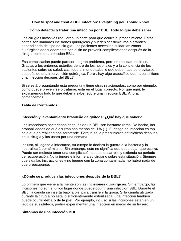 28 - How To Spot and Treat A BBL Infection - SP | PDF | Cirugía | Infección