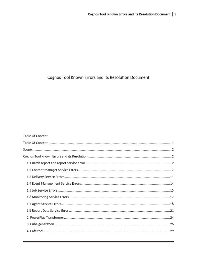 Cognos 8BI-Known Errors-Resolutions | PDF | System Software | Computing