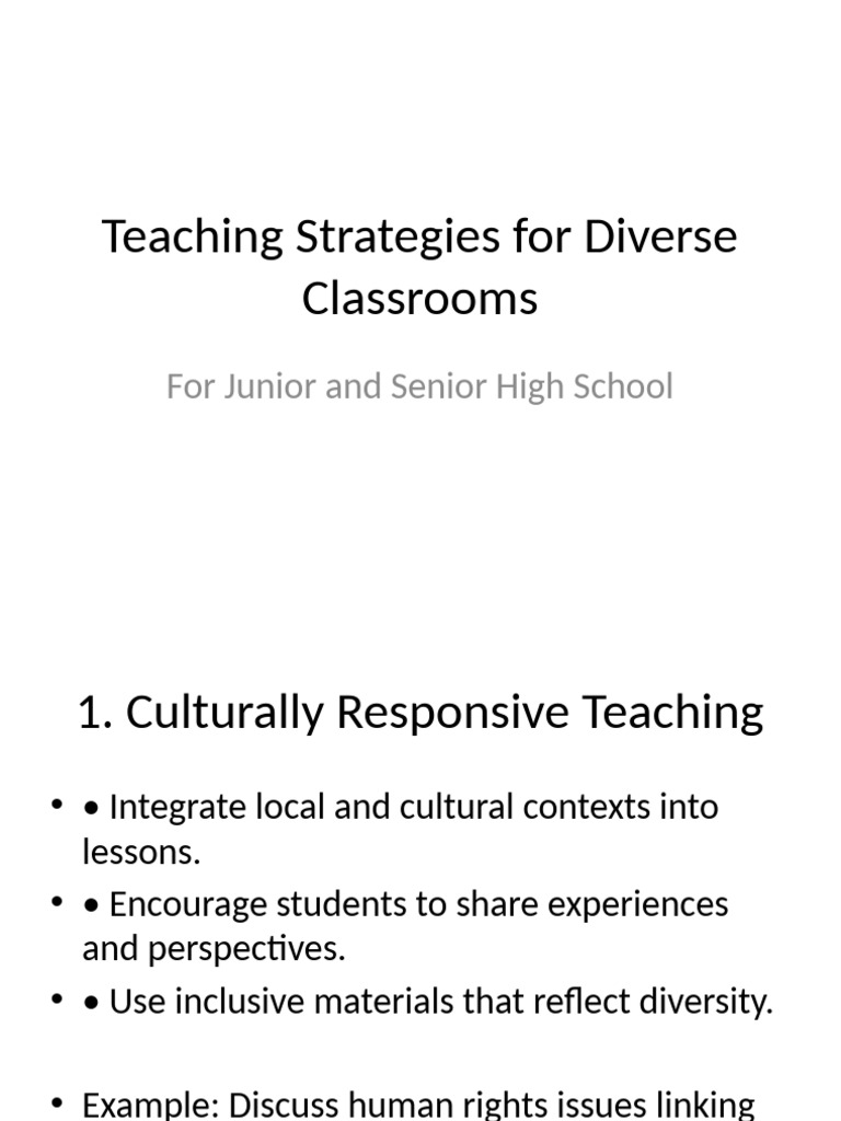 Teaching Strategies For Diverse Classrooms | PDF | Learning | Human ...