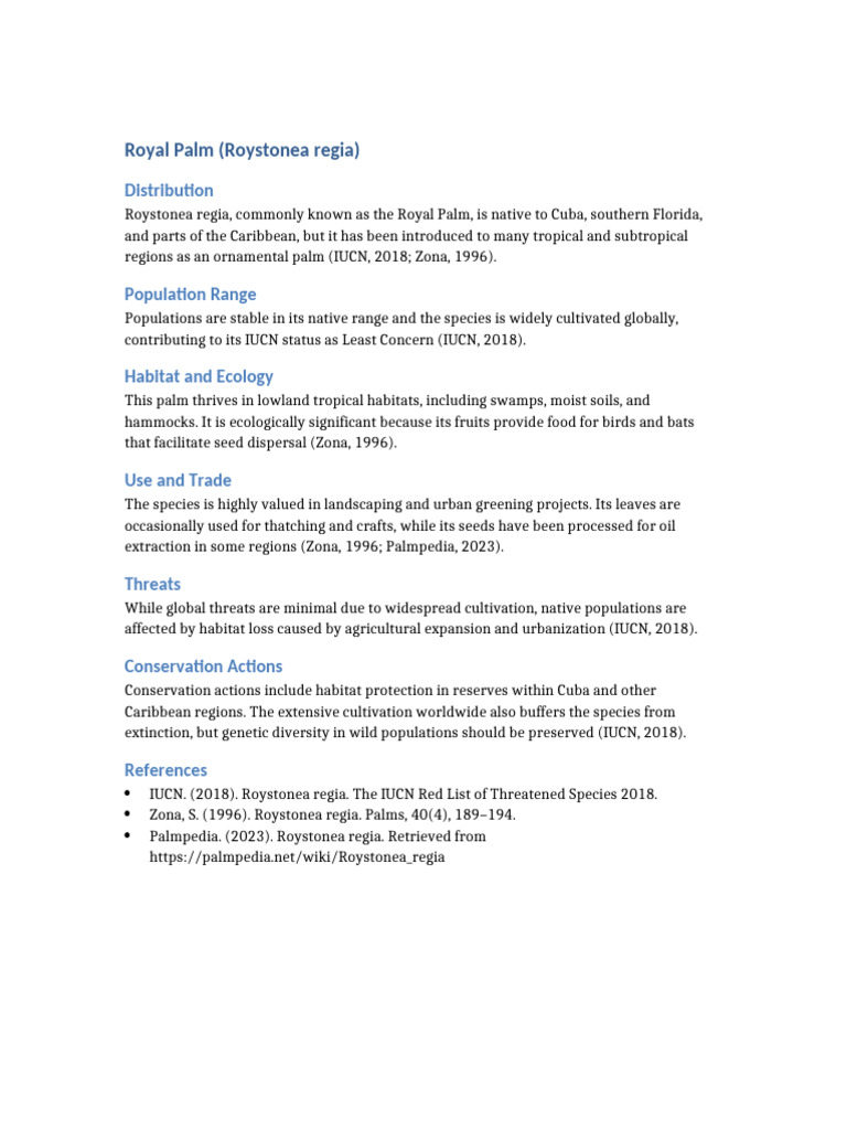 Species Assessment Research | PDF | Arecaceae | Conservation Biology