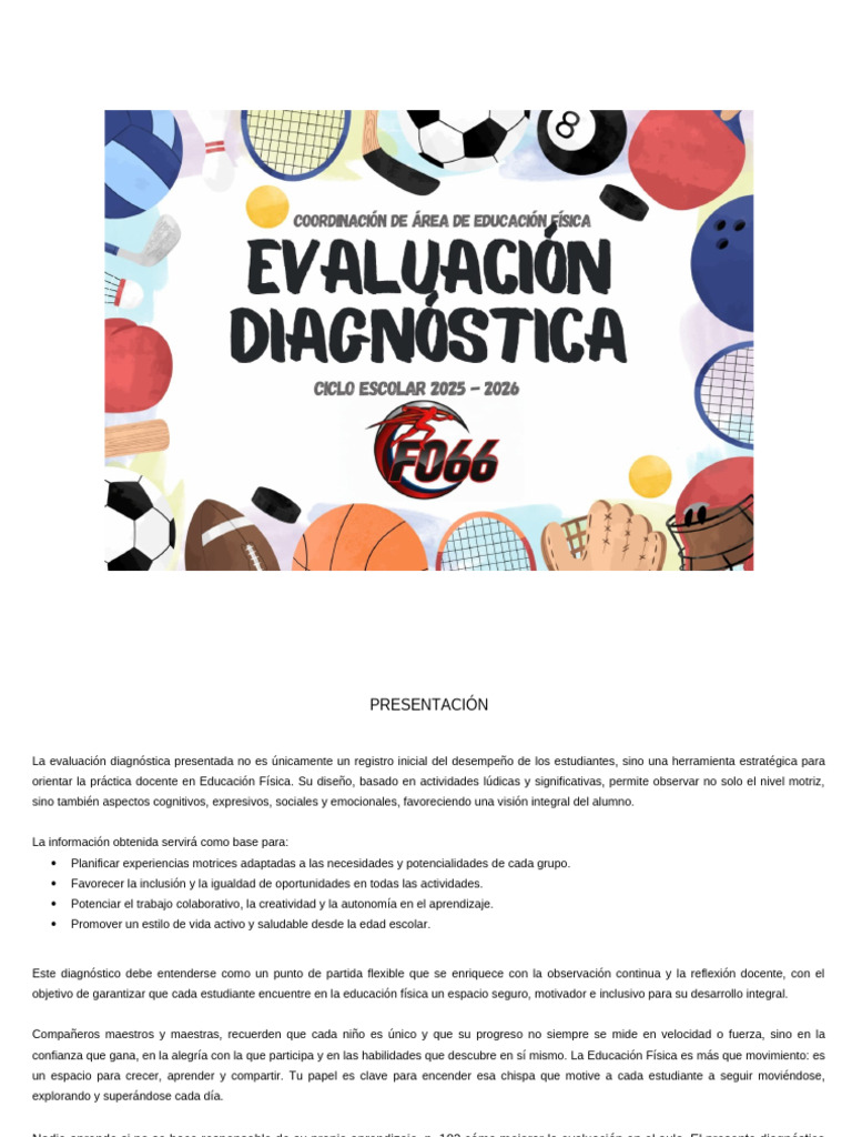 DIAGNOSTICA DE EDUCACION FISICA 2o | PDF | Aprendizaje | Evaluación