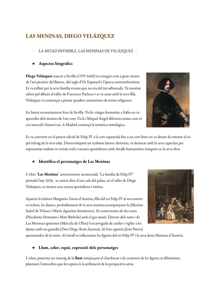 Las Meninas, Diego Velázquez | PDF