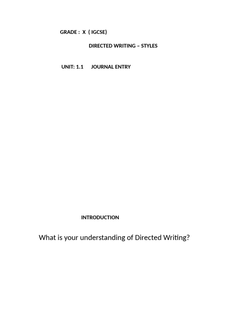 Directed Writing - Journal Entry | PDF