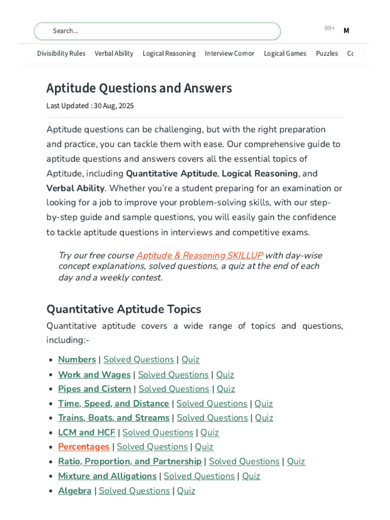 Aptitude Questions and Answers - GeeksforGeeks | PDF | Reason | Argument