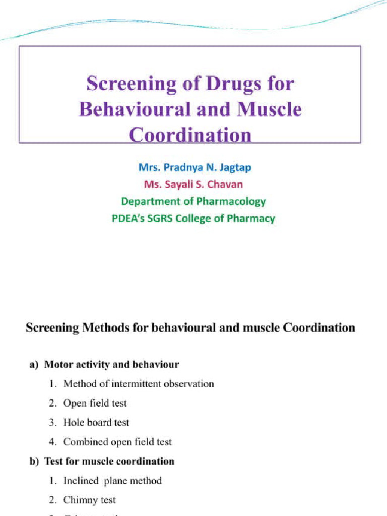 Screening Behaviour & Motor Coordination | PDF