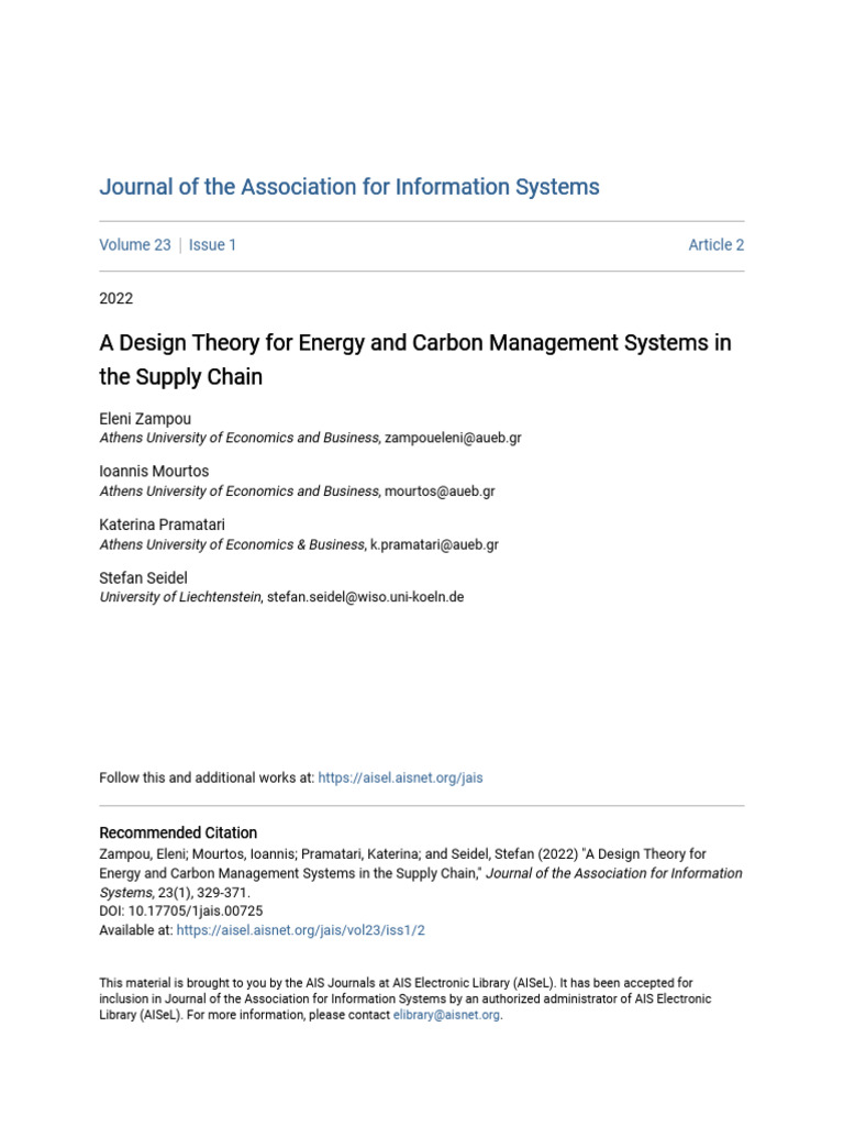 A Design Theory For Energy and Carbon Management Systems in The S | PDF ...