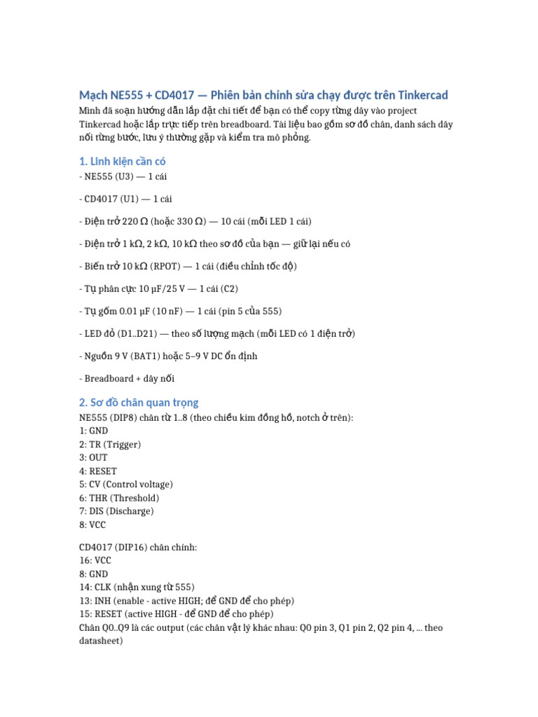 NE555 CD4017 Wiring Instructions | PDF