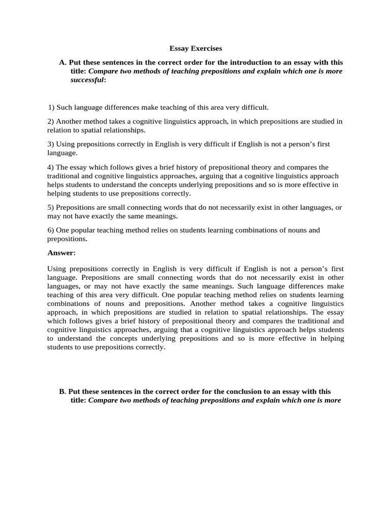 Essay Exercises | PDF | Linguistics | Semantics