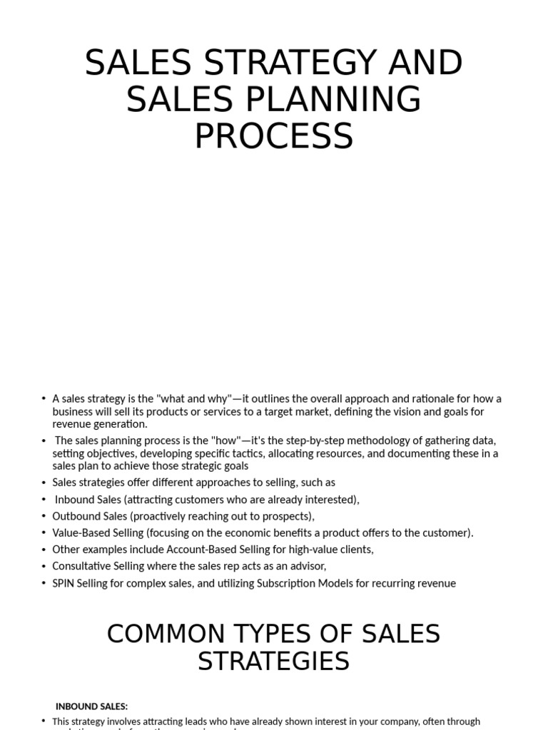 Sales Strategy and Planning Guide | PDF | Sales | Customer Relationship ...