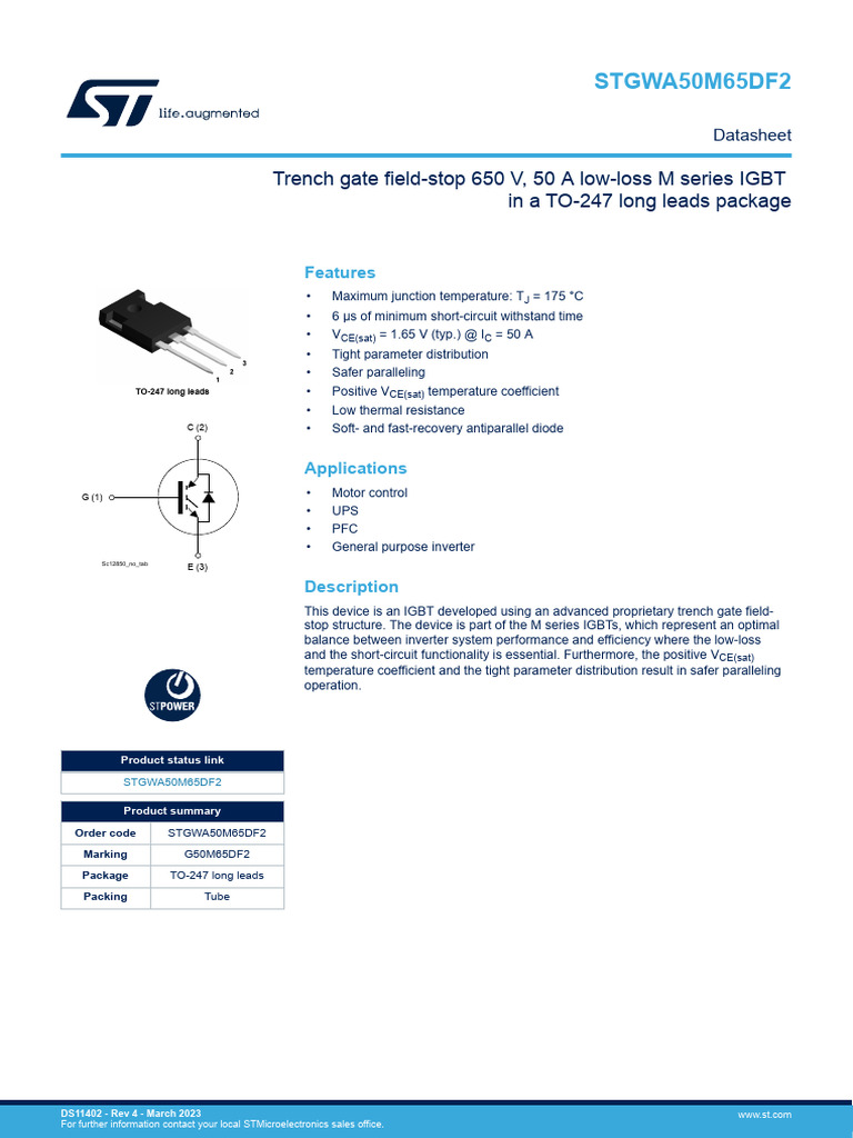 DATASHEET STGP EQUIVALENT | PDF | Diode | Power Inverter
