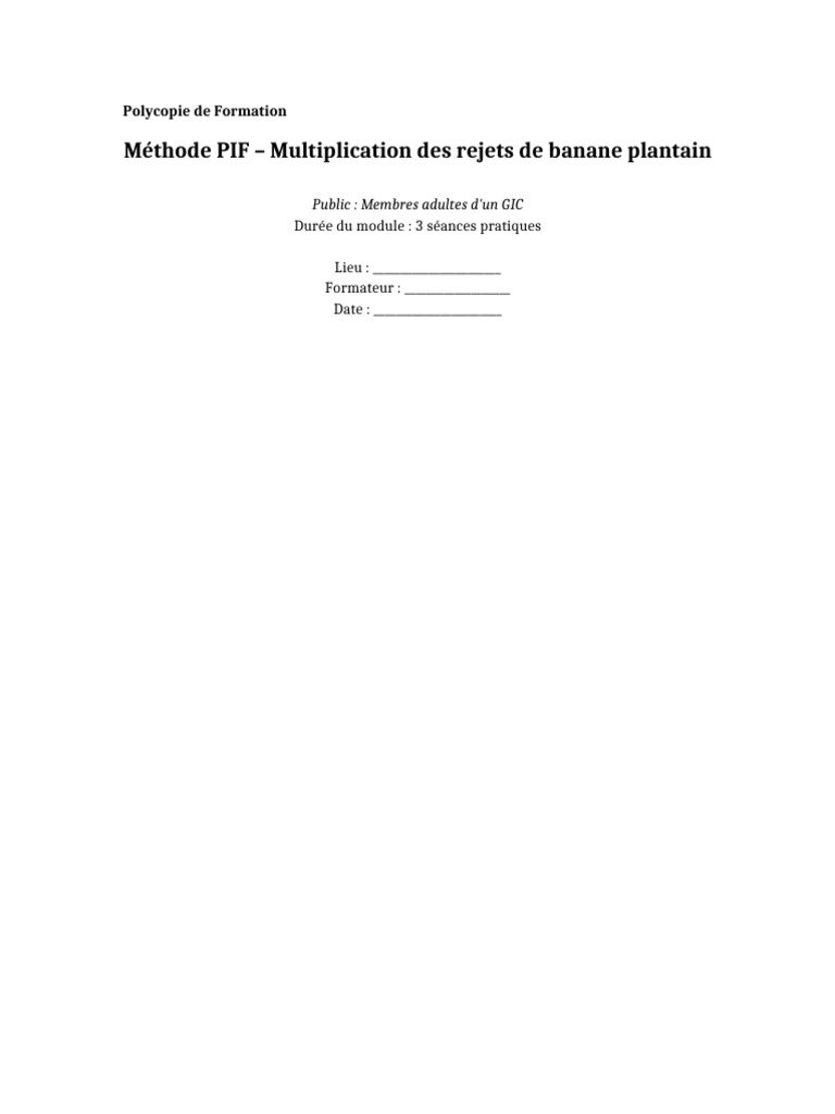 Multiplication du bananier plantain PIF | PDF | Blanchiment (chimie ...