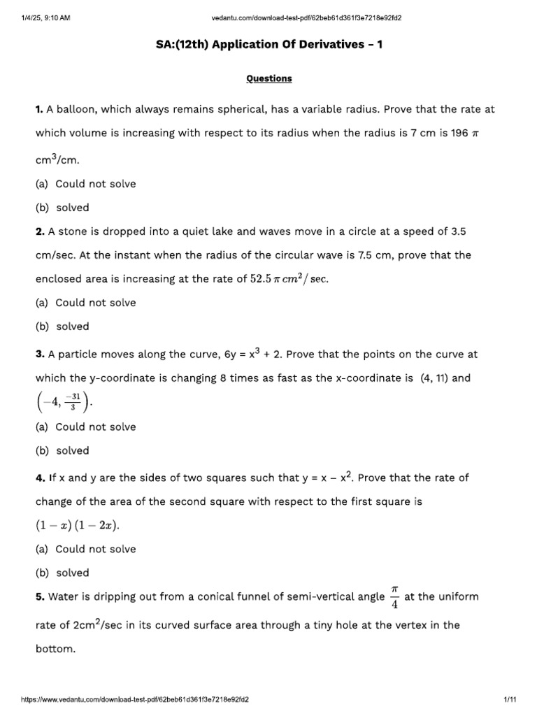 Applications of Derivatives 1 | PDF
