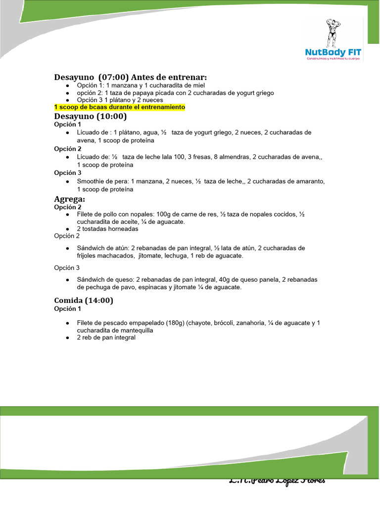Dieta Ulises Robles 28-05-25 | PDF | Alimentos | Cocinando