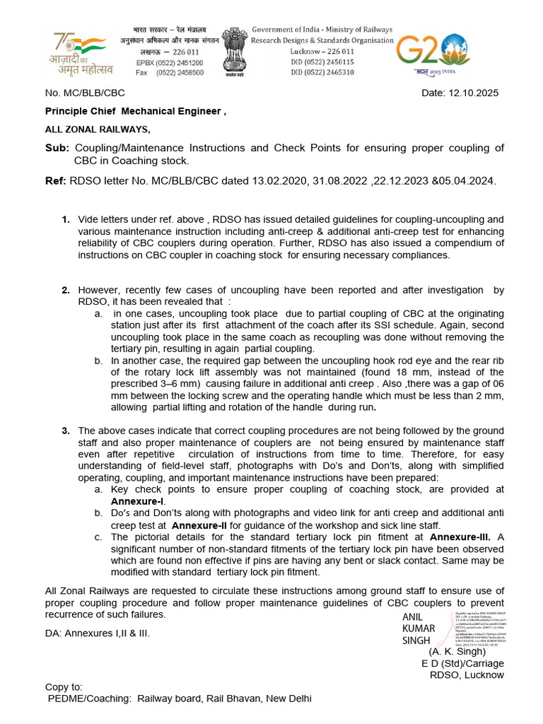 CBC Coupling Maintenance Guidelines | PDF | Equipment | Rail Transport