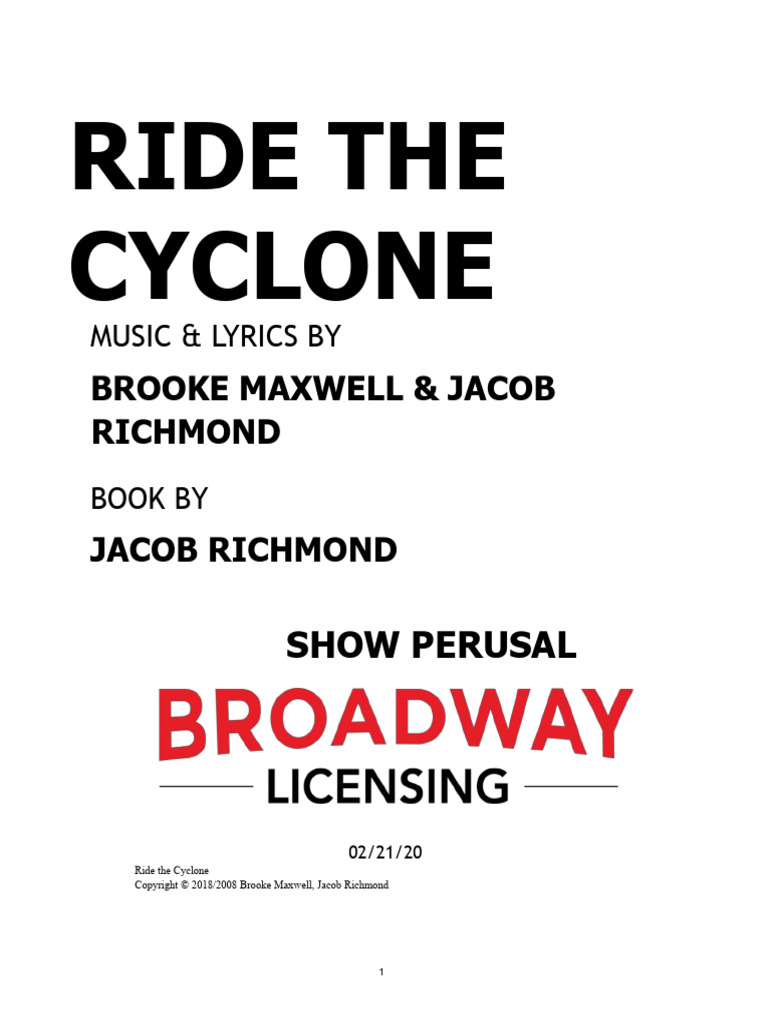 Ride the Cyclone: Musical Script Excerpt | PDF
