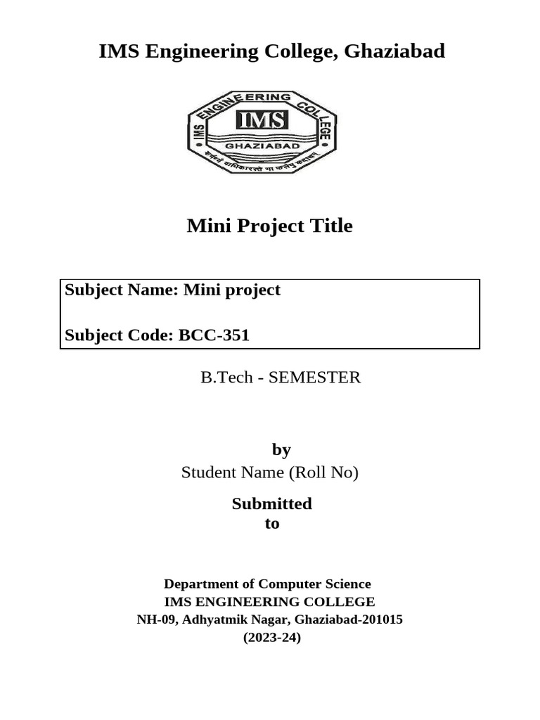Mini Project Report - IMS Engineering College | PDF | Engineering ...