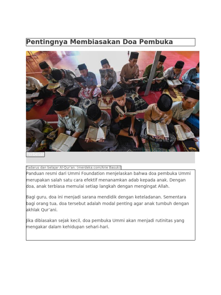 Pentingnya Membiasakan Doa Pembuka | PDF