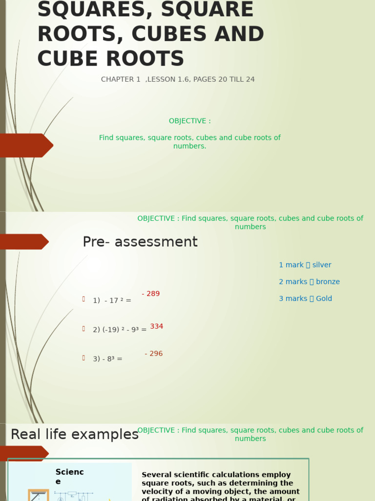 1.6 Squares, Square Roots, Cubes and Cube-2 | PDF | Square Root ...