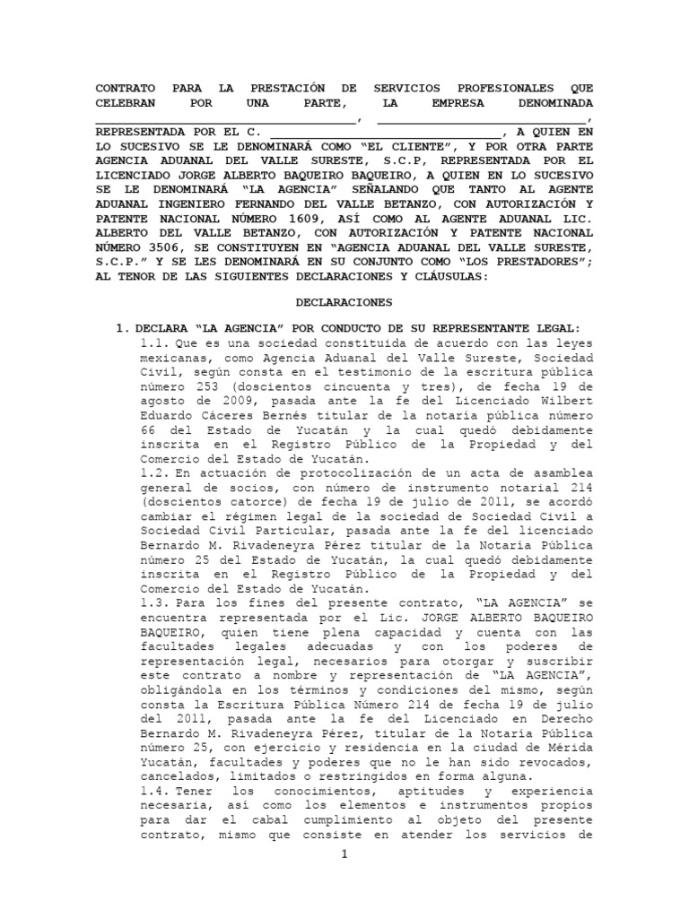 Aavs SCP - Contrato de Prestación de Servicios | PDF | aduana | El ...