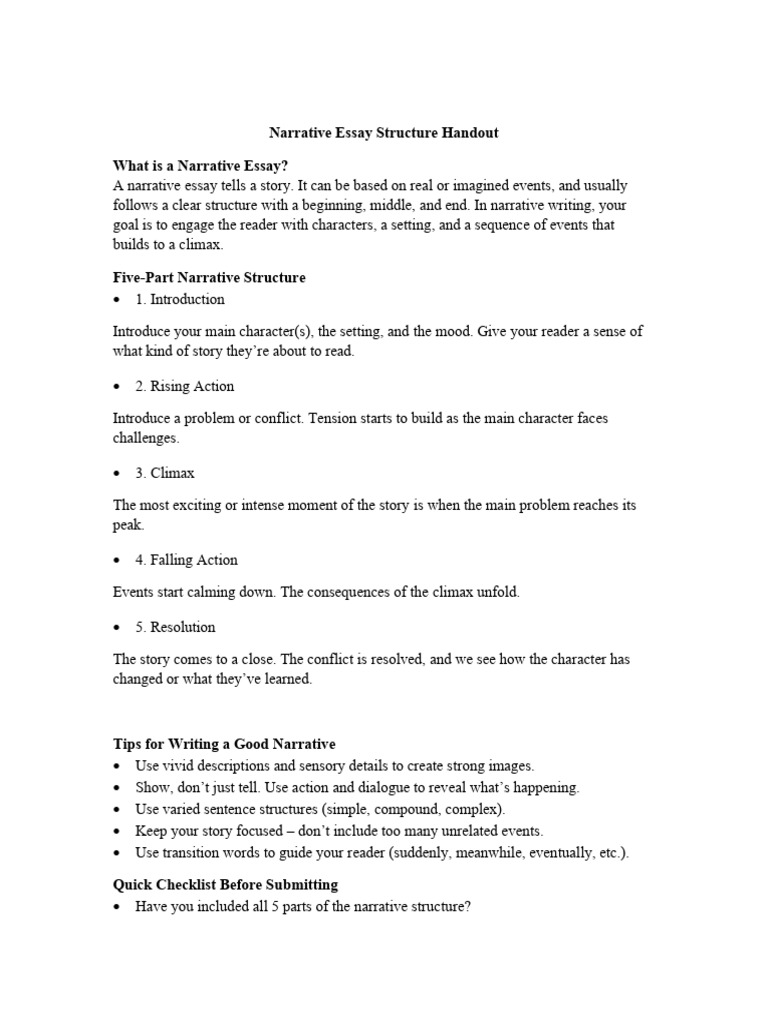 Narrative Essay Structure Guide | PDF | Narrative | Essays