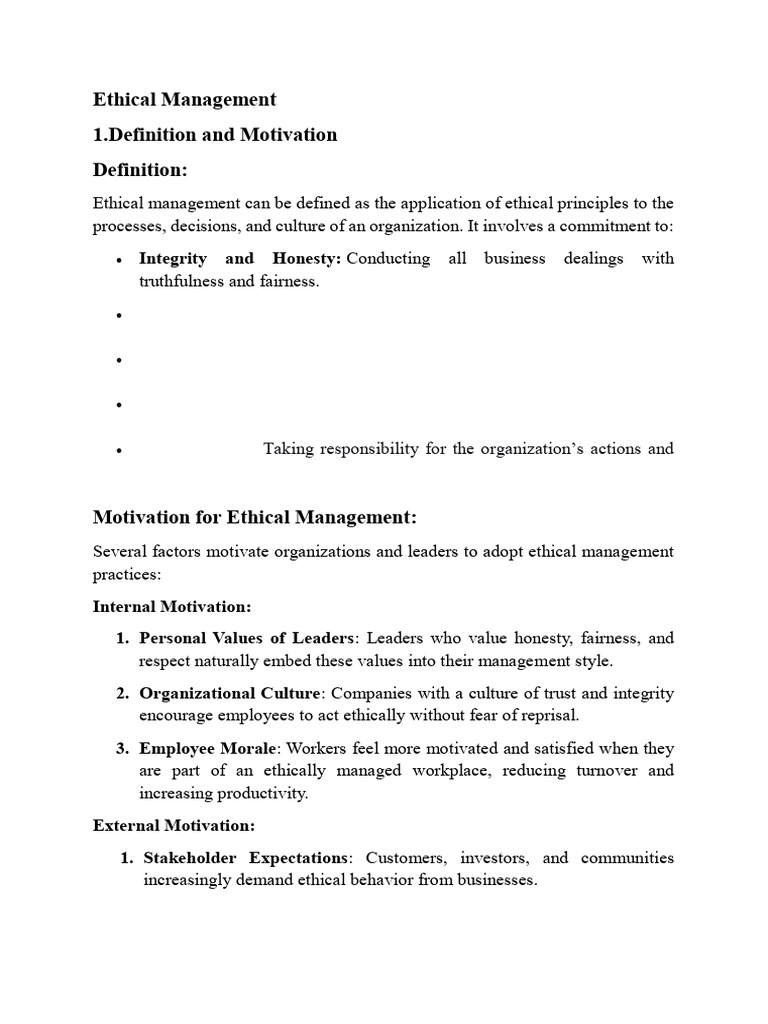 Ethical_Management_Ans.pdf | PDF | Employment | Motivation
