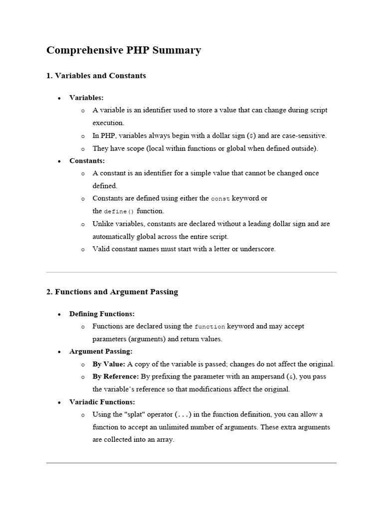 Comprehensive PHP Summary | PDF | Http Cookie | Php